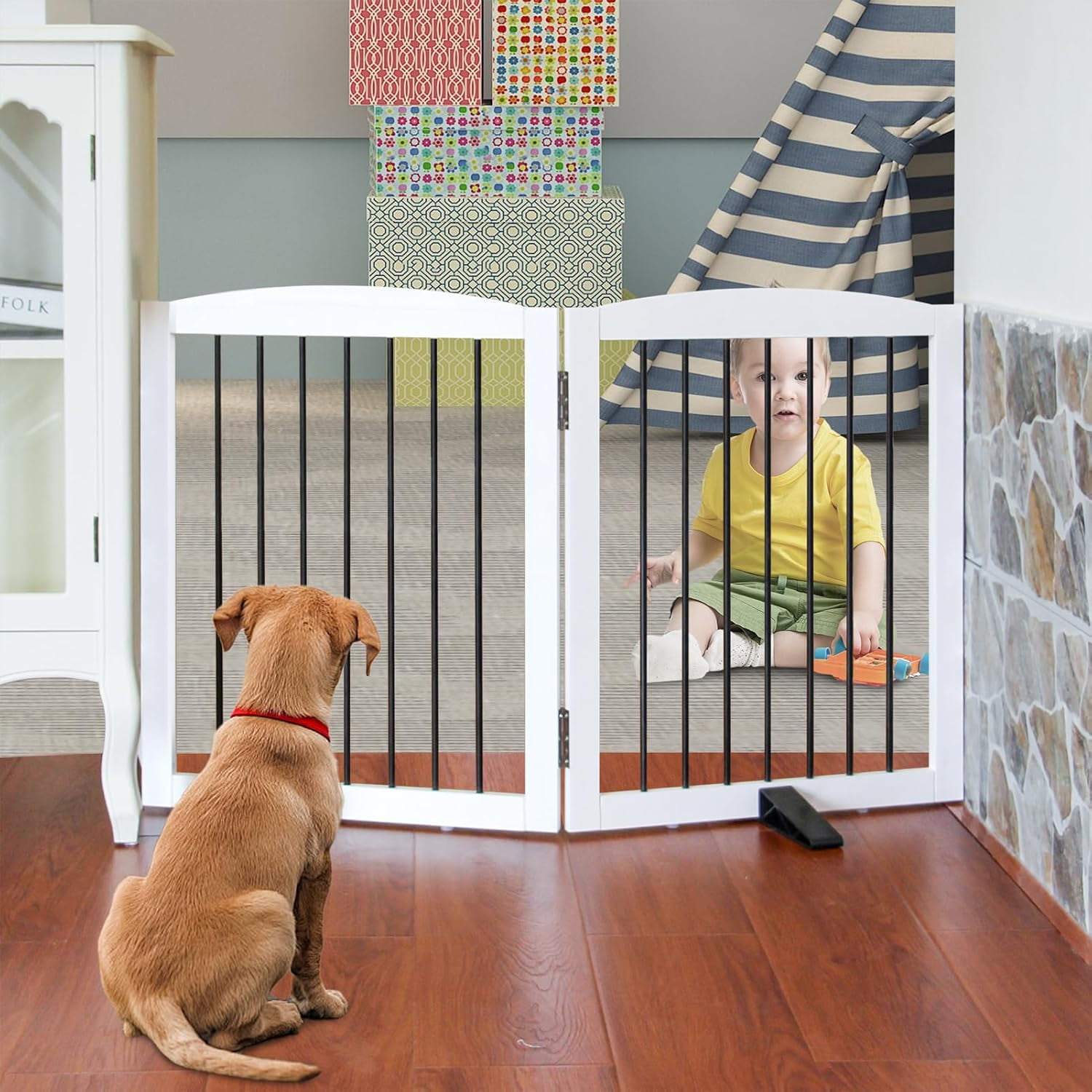 Freestanding Panel Dog Gate for Indoor, Doorways,Stairs, or Hallways ...