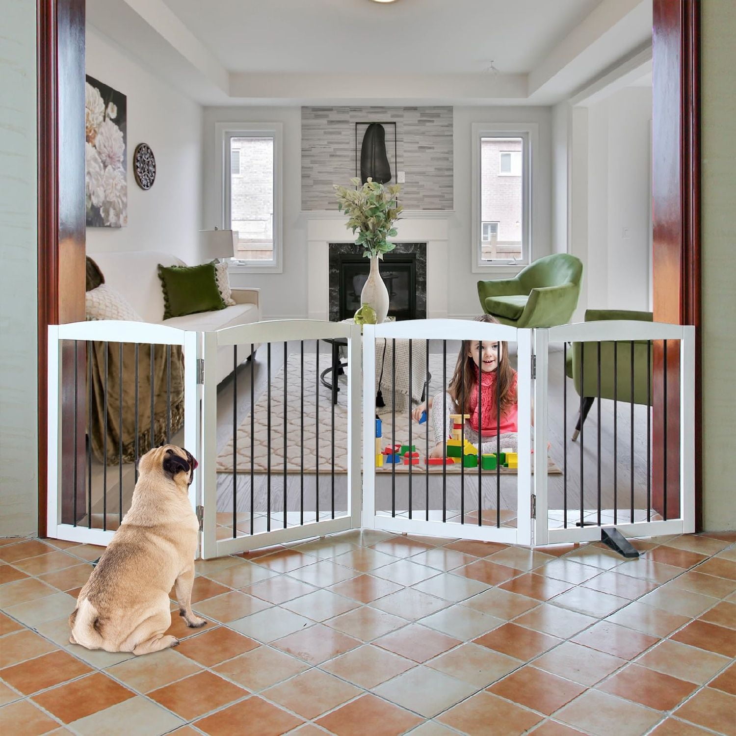 Freestanding Panel Dog Gate for Indoor, Doorways,Stairs, or Hallways ...