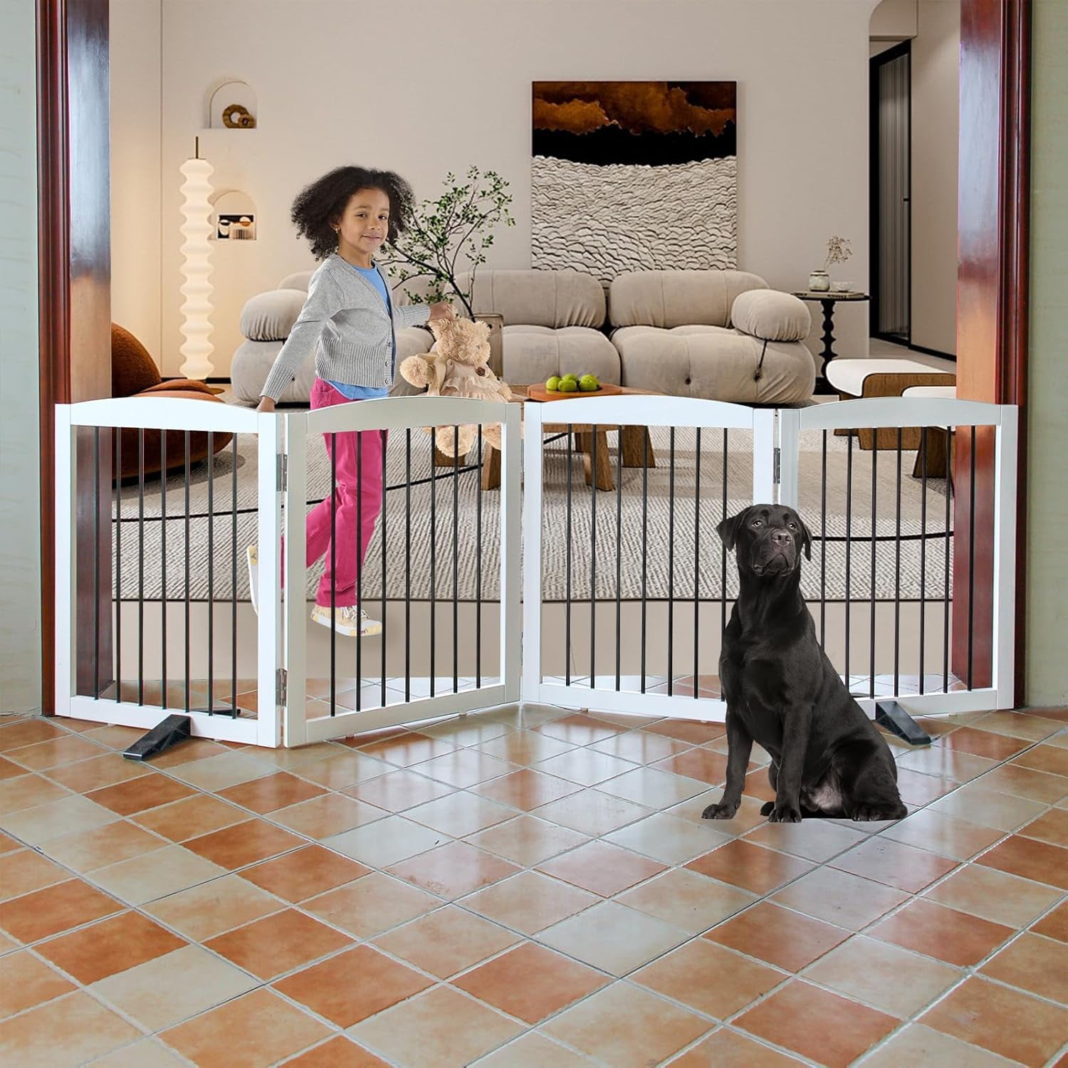 Freestanding Panel Dog Gate for Indoor, Doorways,Stairs, or Hallways ...