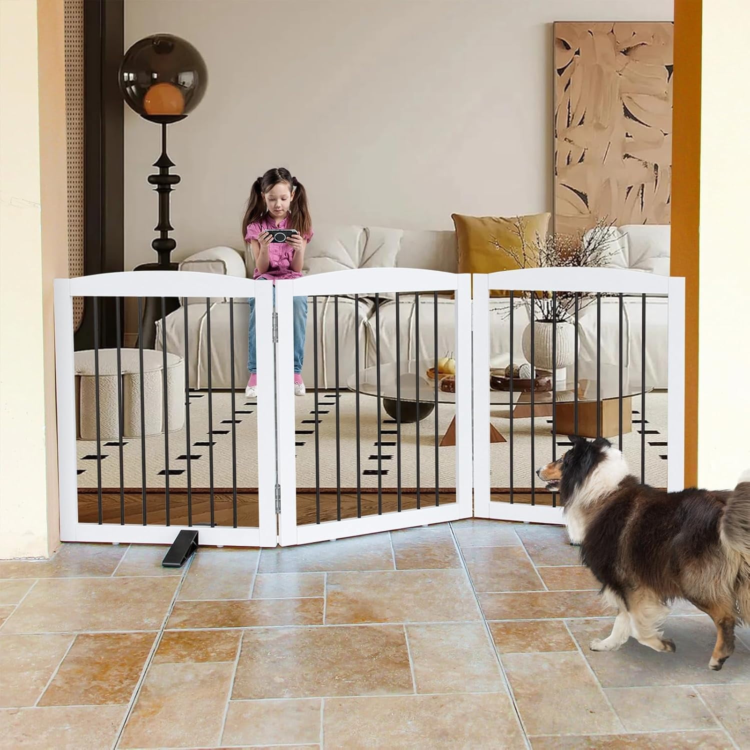 Freestanding Panel Dog Gate for Indoor, Doorways,Stairs, or Hallways ...