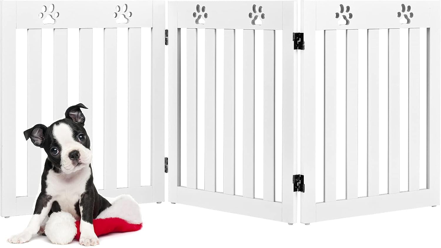 Freestanding Pet Gate, 24 inch Step Over Wooden Fence, Convertible ...