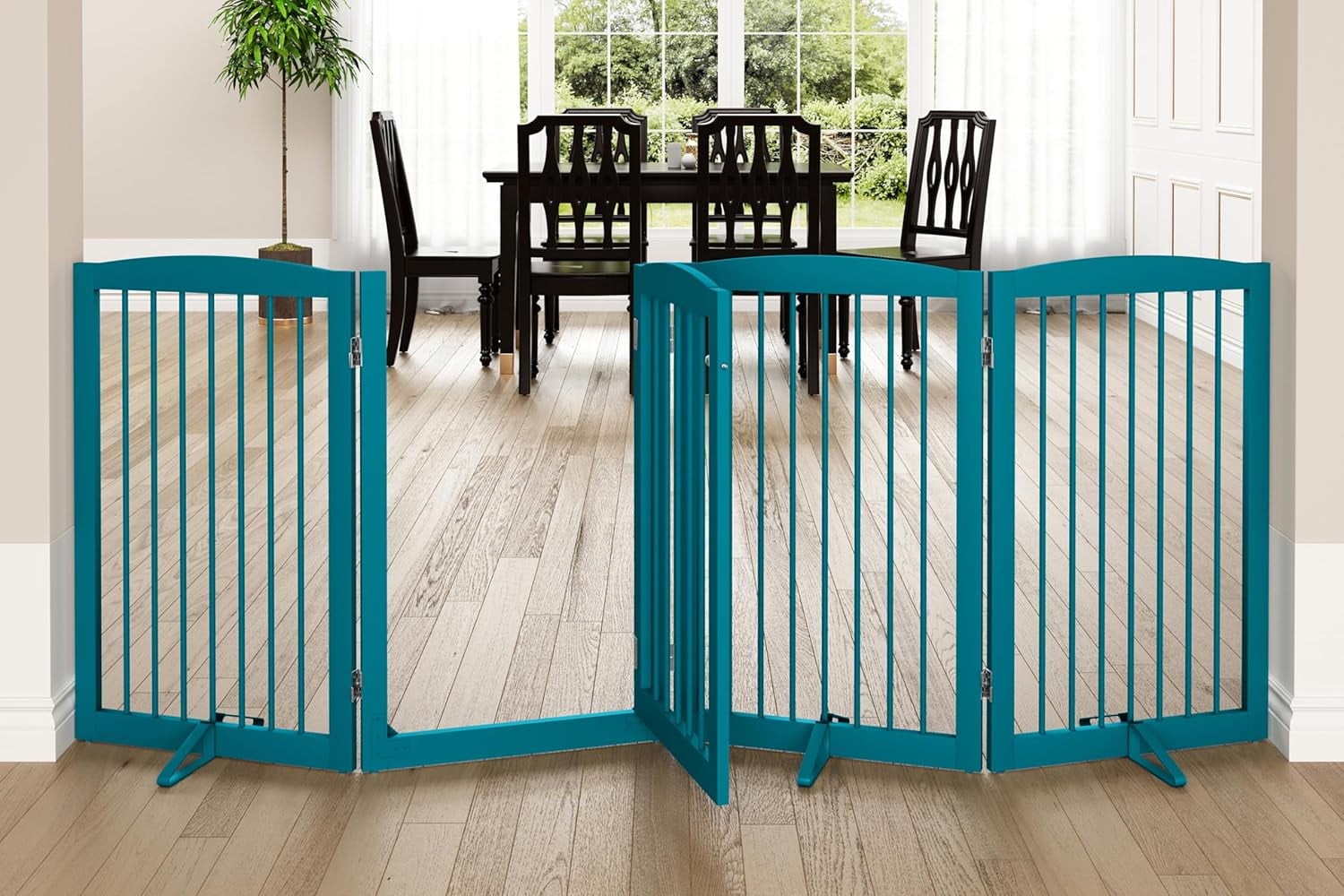 Freestanding Pet Gates with Walk Through Door Dog Indoor Fence Dog Gate ...