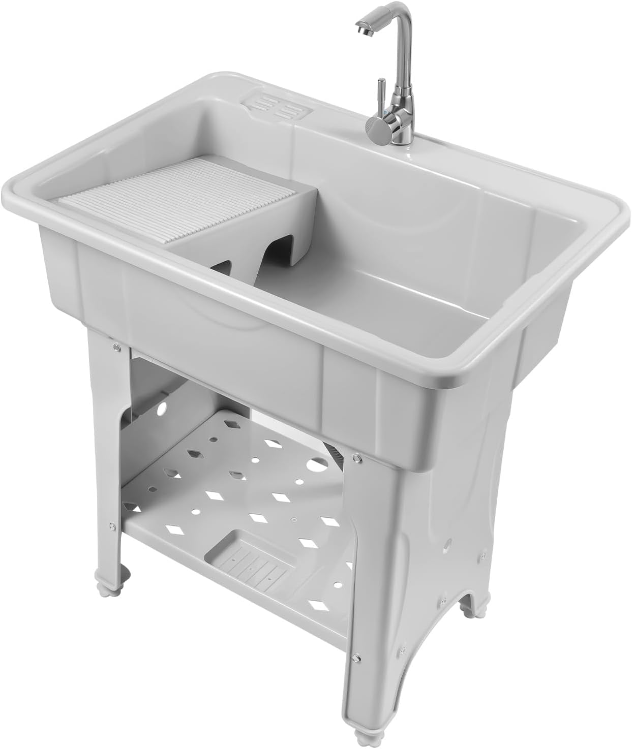Freestanding Plastic Laundry Sink, 154LBS Utility Sink Laundry Tub with ...