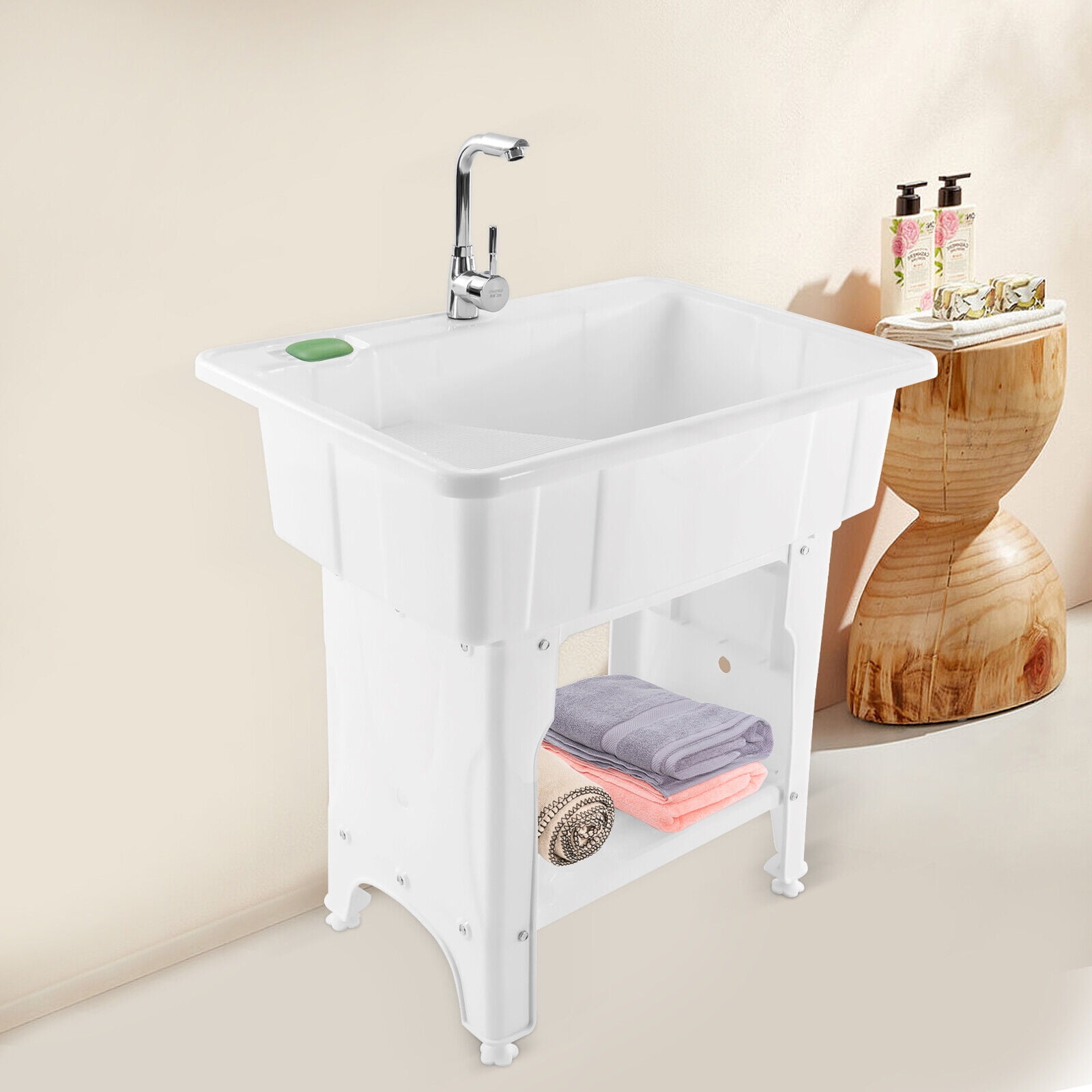Freestanding Plastic Laundry Sink with Washboard, Indoor and Outdoor ...