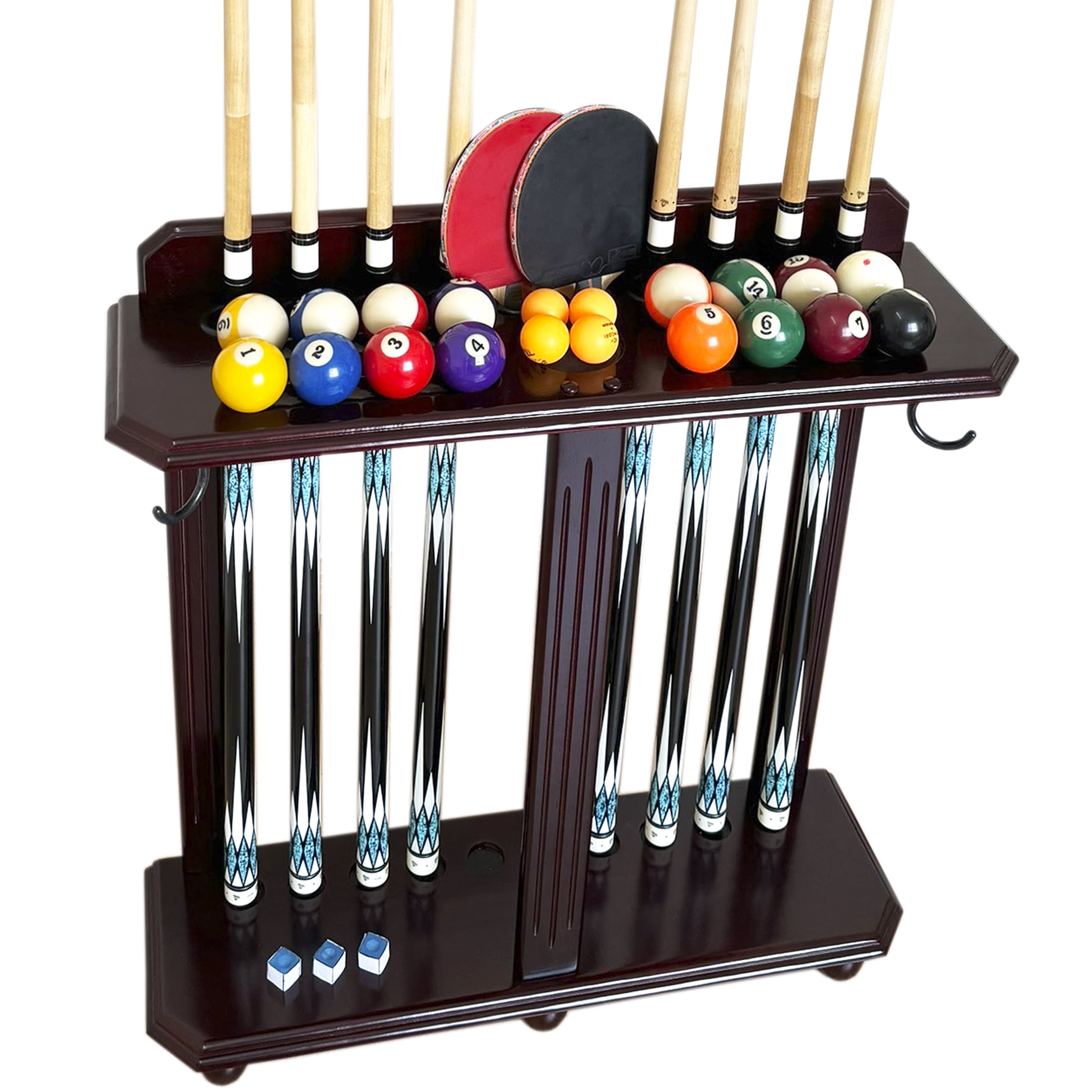 Freestanding Pool Cue Rack, Pool Table Stick Holder Holds up to 10 Cues ...