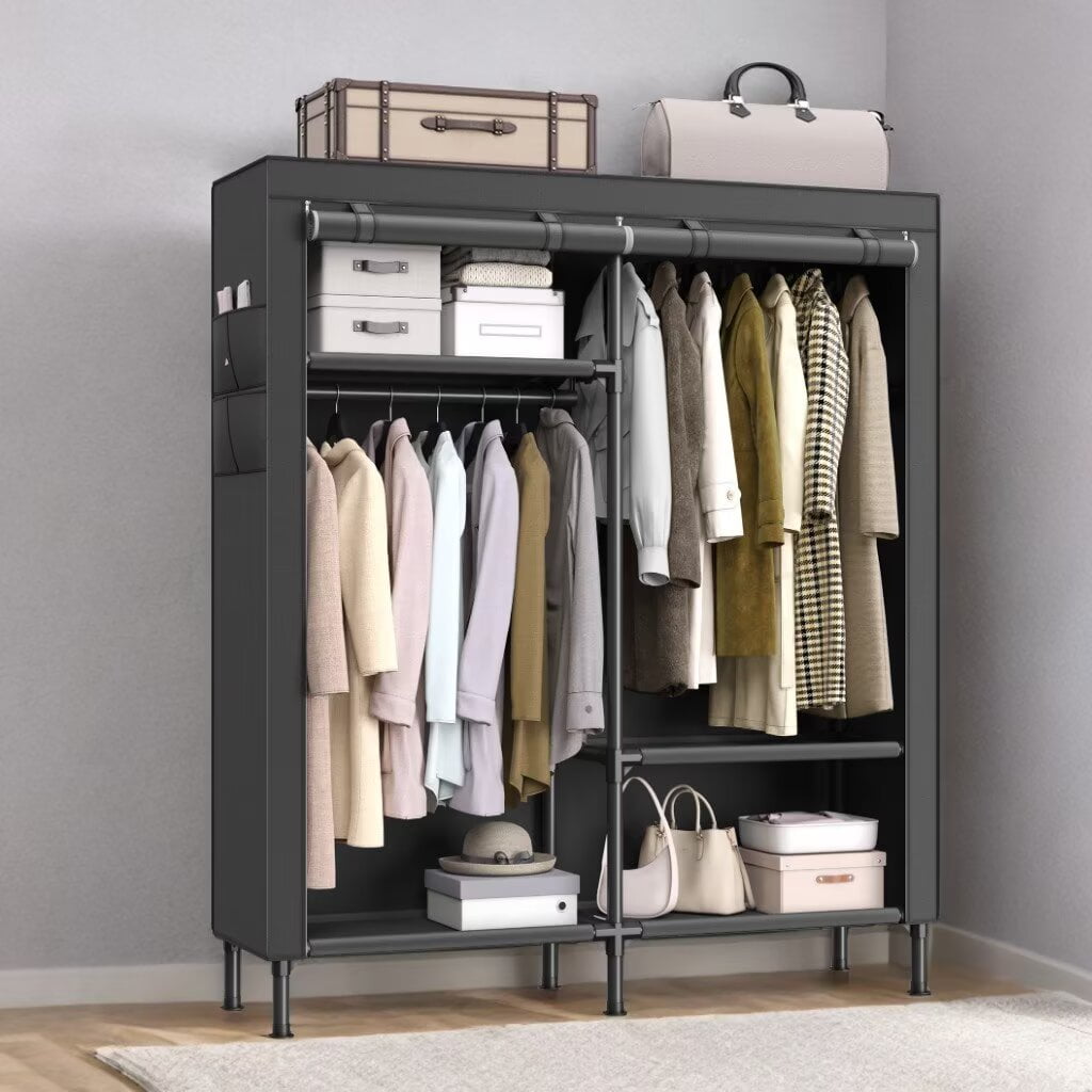 Freestanding Portable Closet Organizer, 65 Inch Heavy Duty Wardrobe ...
