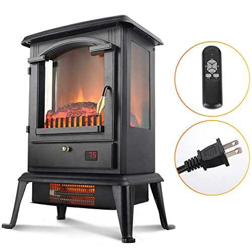 Freestanding Portable Electric Fireplace Heater Stove w/Remote Control ...