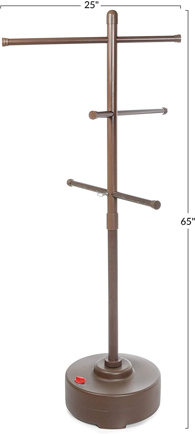 Freestanding Portable Outdoor Towel Tree, Three Adjustable Bars ...