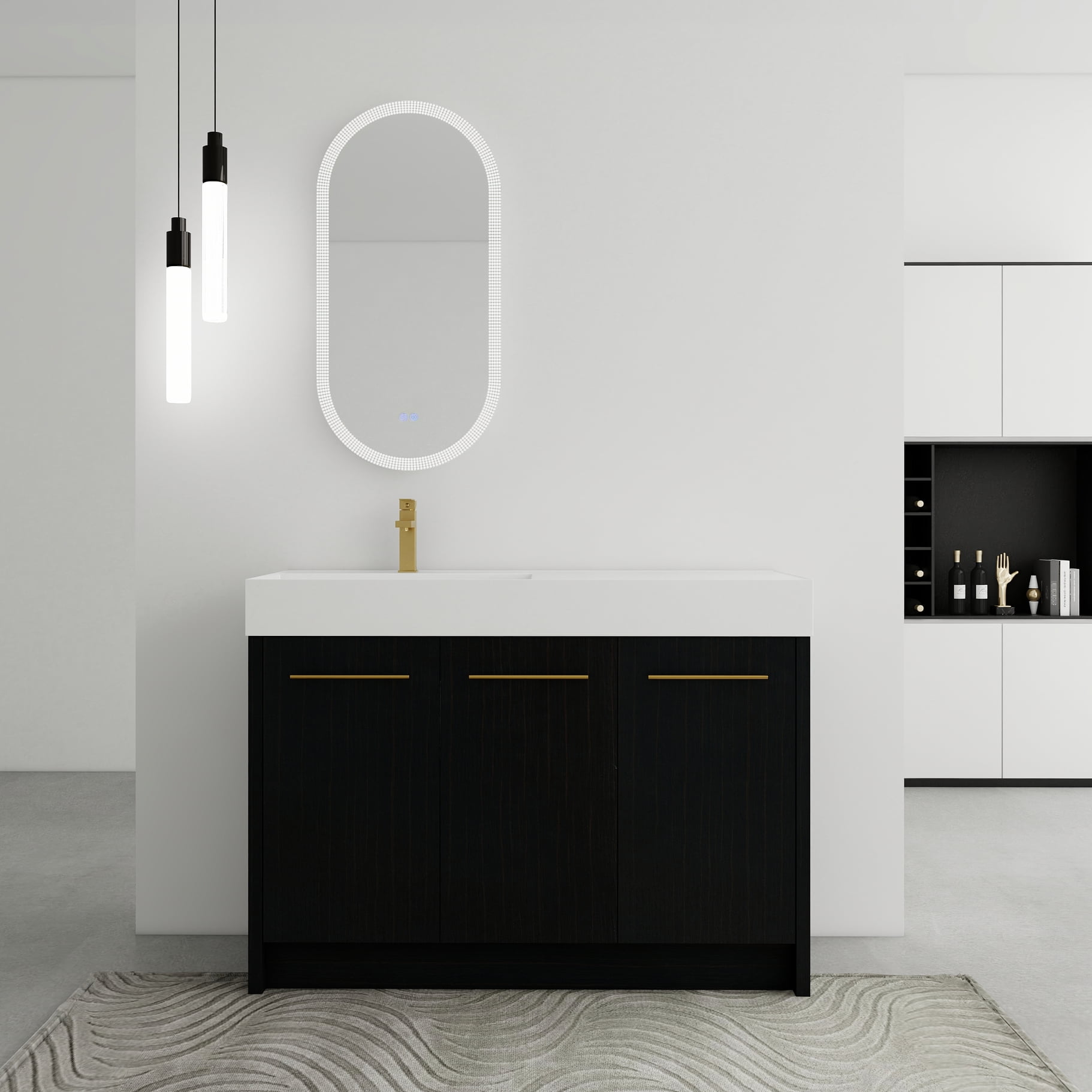Freestanding Resin Sink Bathroom Vanity With Soft Closing Door - 48 ...
