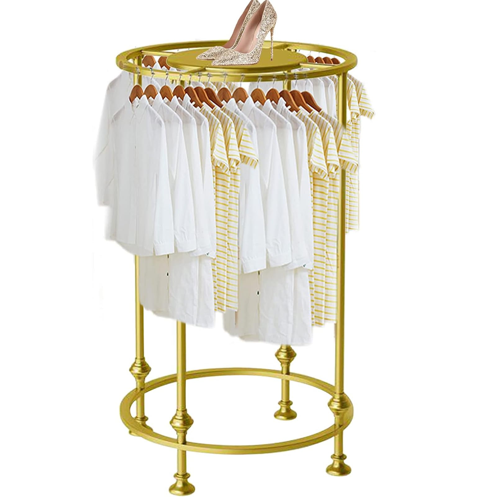 Freestanding Round Garment Display Retail Rack, Floor-Standing Double ...