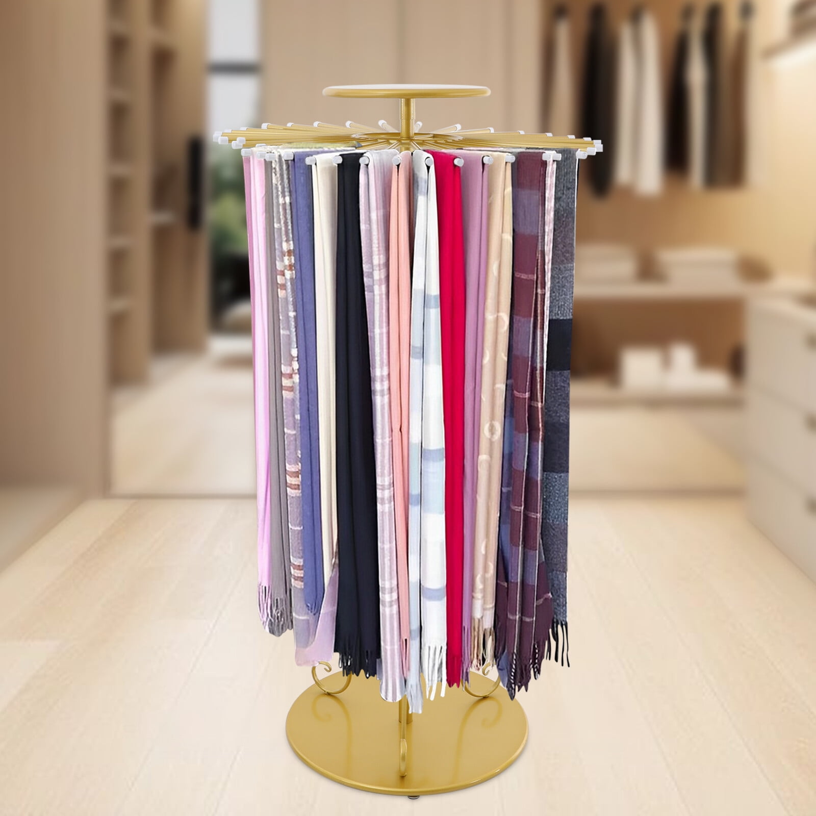 Freestanding Scarf Display Rack Rotating Round Scarf Display Stand ...