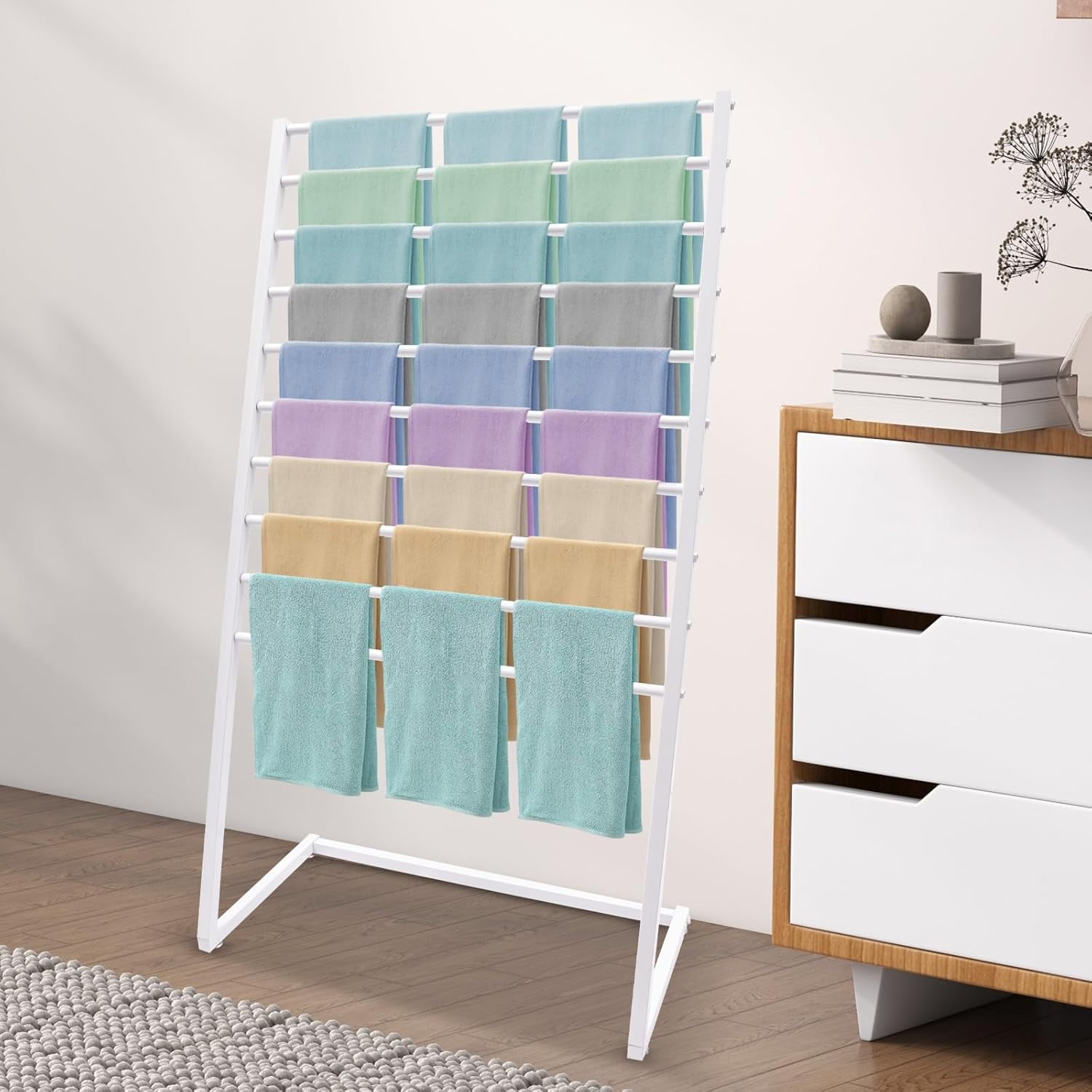 Freestanding Scarf Display Stand 10 Tier Steel Scarf Holder Organizer ...