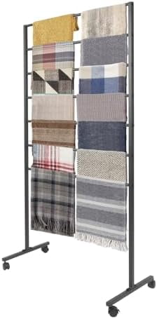 Freestanding Scarf Display Stand with Universal Wheels, 7-Tier Metal ...