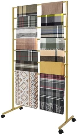 Freestanding Scarf Display Stand with Universal Wheels, 7-Tier Metal ...