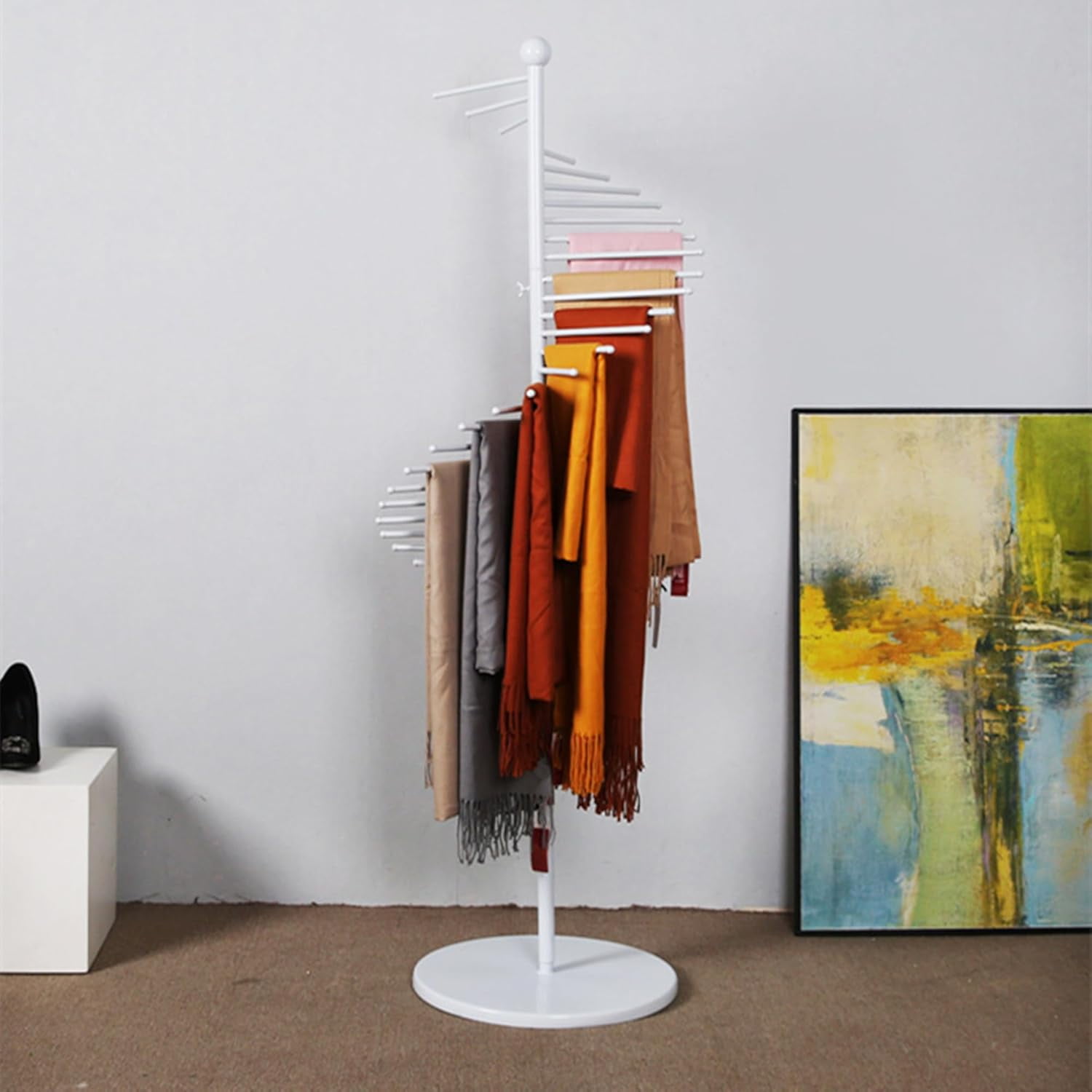 Freestanding Scarf Holder, Spiral Hijab Organizer, Belt Pants Blankets ...