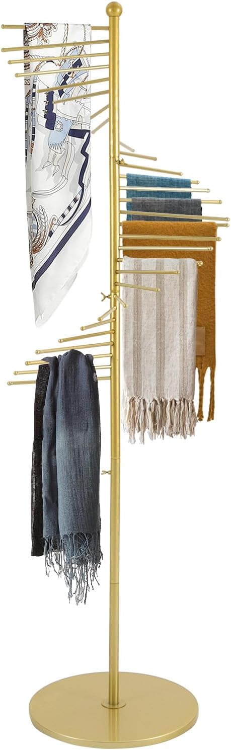 Freestanding Scarf Rack, Spiral Scarf Hanger Stand with 30 Hanger Rods ...