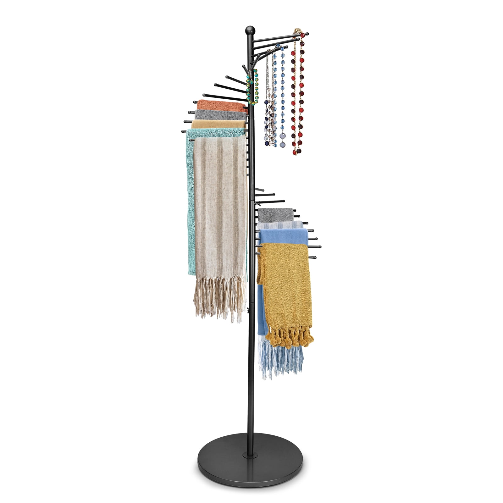 Freestanding Scarf Stand, Freestanding Metal Pants Racks with 30 Rods ...