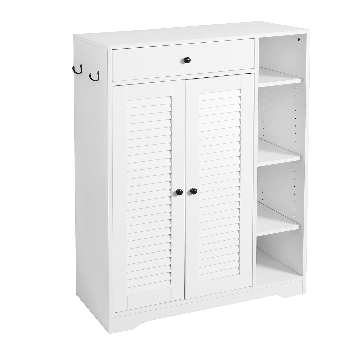 Freestanding Shoe Rack Organizer with 2 Shutter Door, Slim Shoe Storage ...