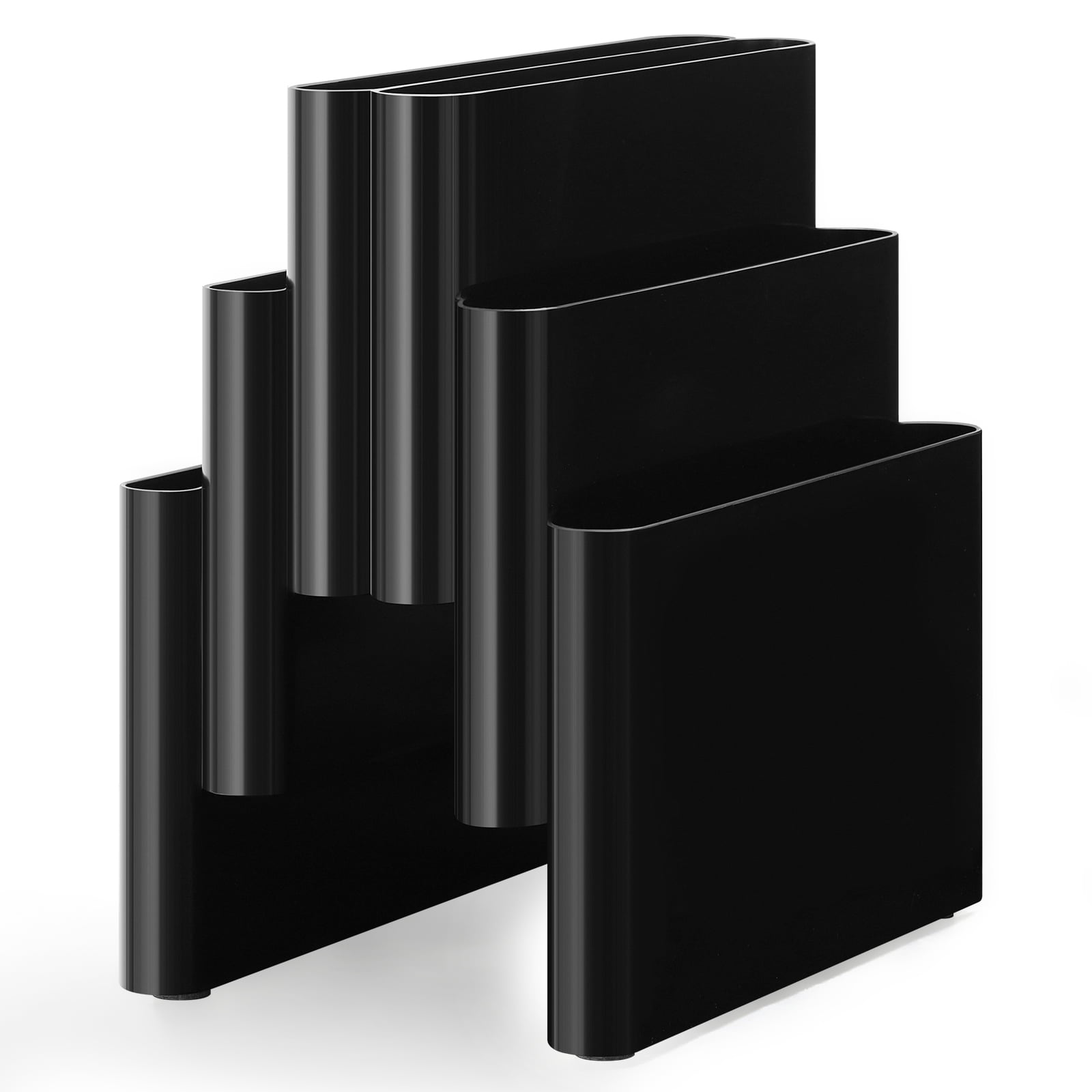 Freestanding Six Pocket Plastic Magazine Rack File Holder, Black ...