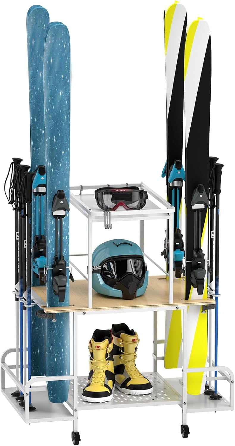 Freestanding Ski Storage Rack, Floor Stand Ski Storage Rack for Garage ...