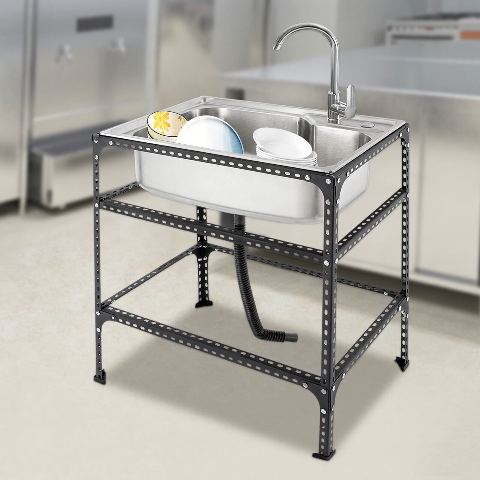 Freestanding Stainless Steel Utility Sink Fish Cleaning Kitchen Sink ...