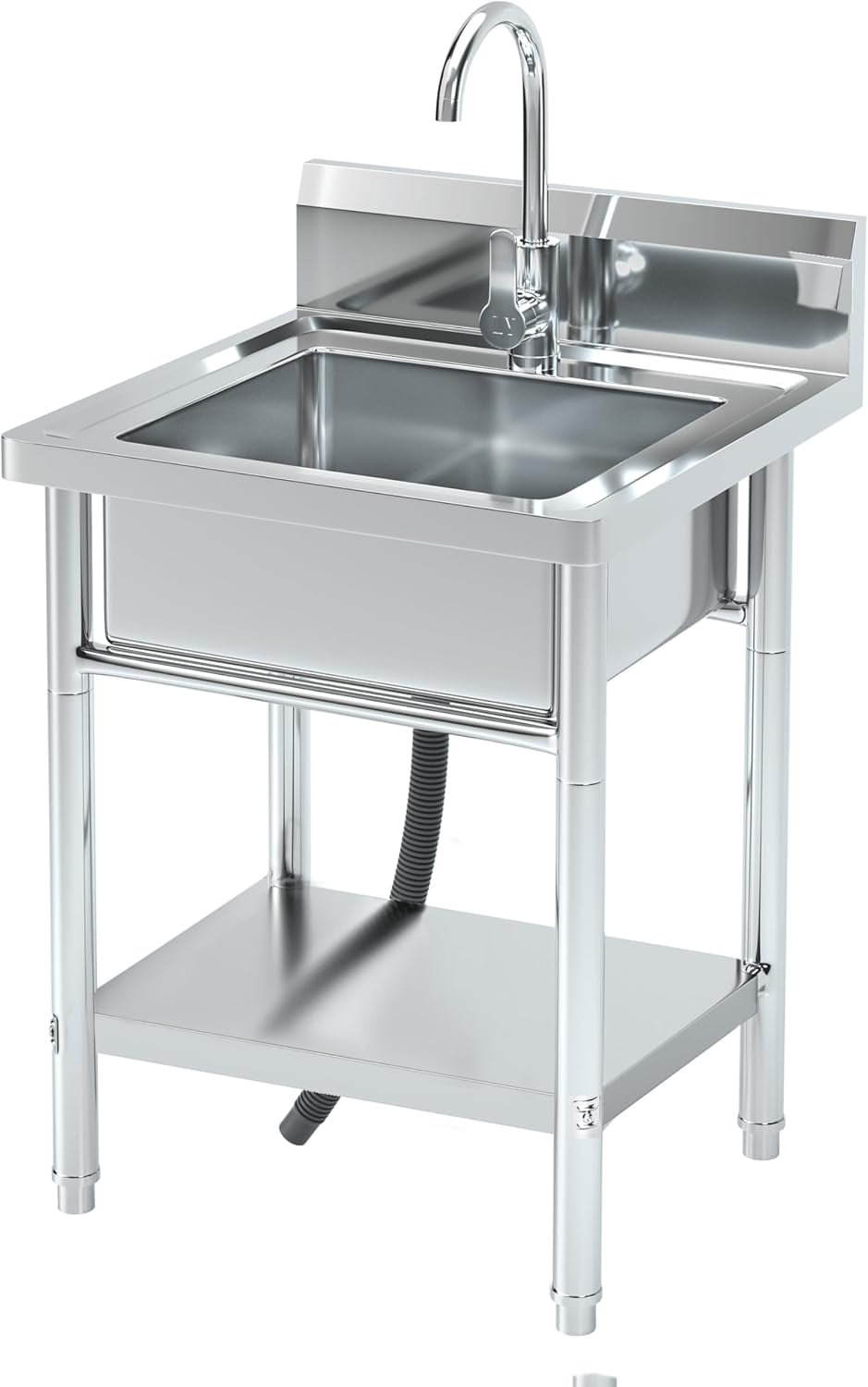 Freestanding Stainless Steel Utility Sink – Single Bowl, Farmhouse ...