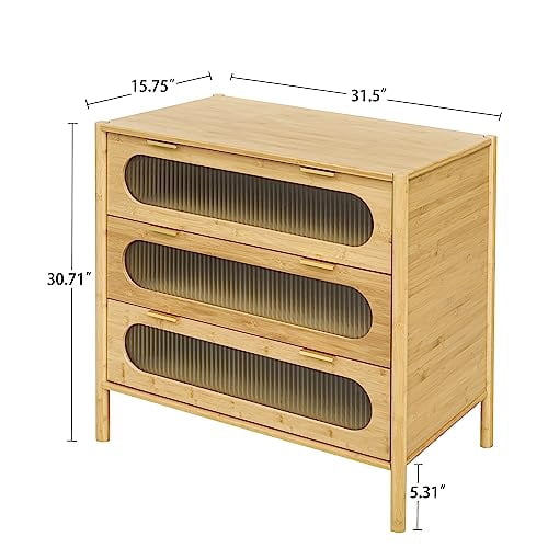 Freestanding Storage Cabinet With Fluted Glass Door Panel Non-slip Foot ...
