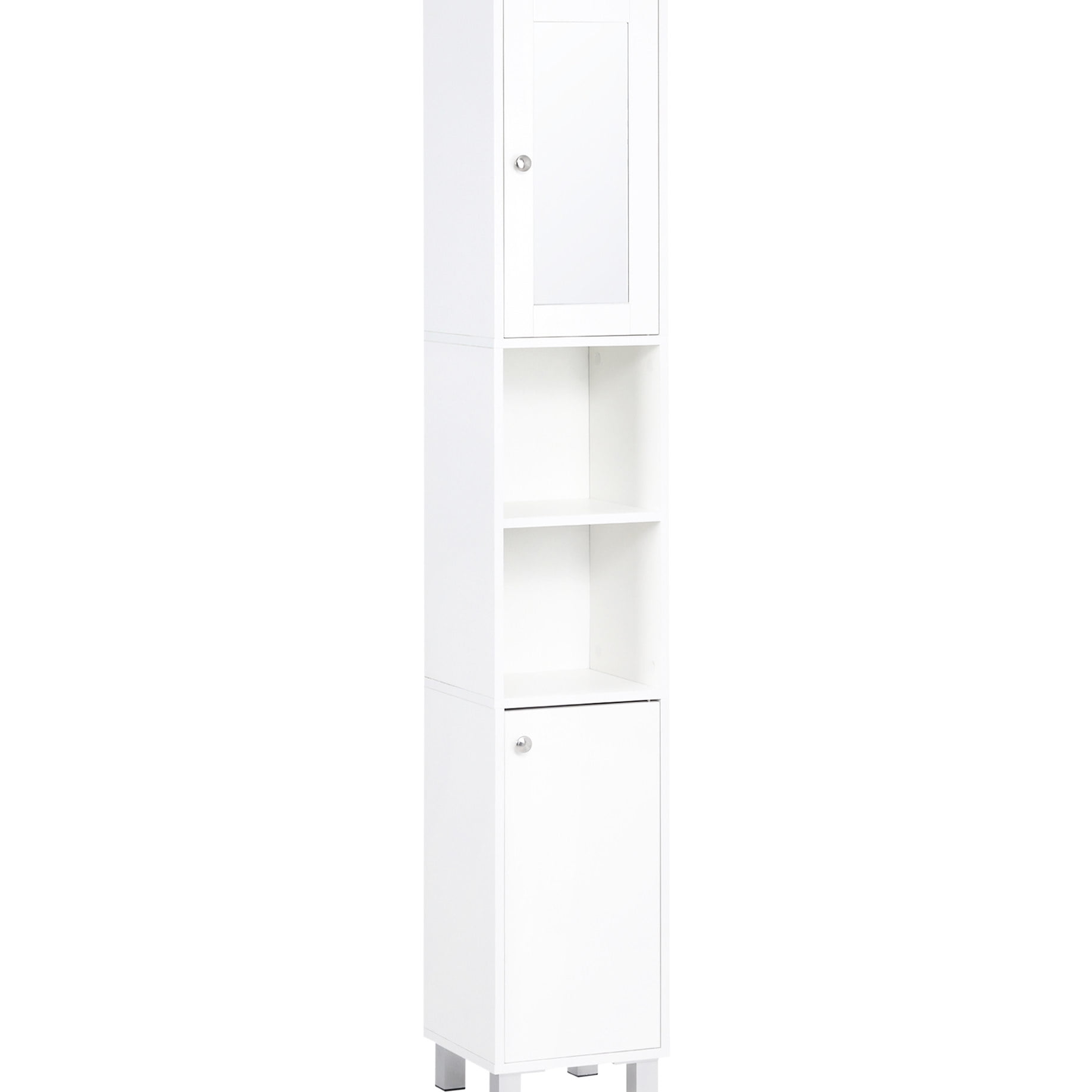 Freestanding Storage Cabinet with Mirror | Two Enclosed and Open ...