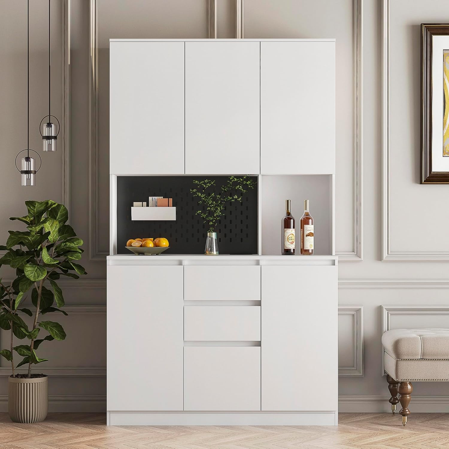Freestanding Tall Kitchen Pantry Cabinet, Versatile Cupboard with ...