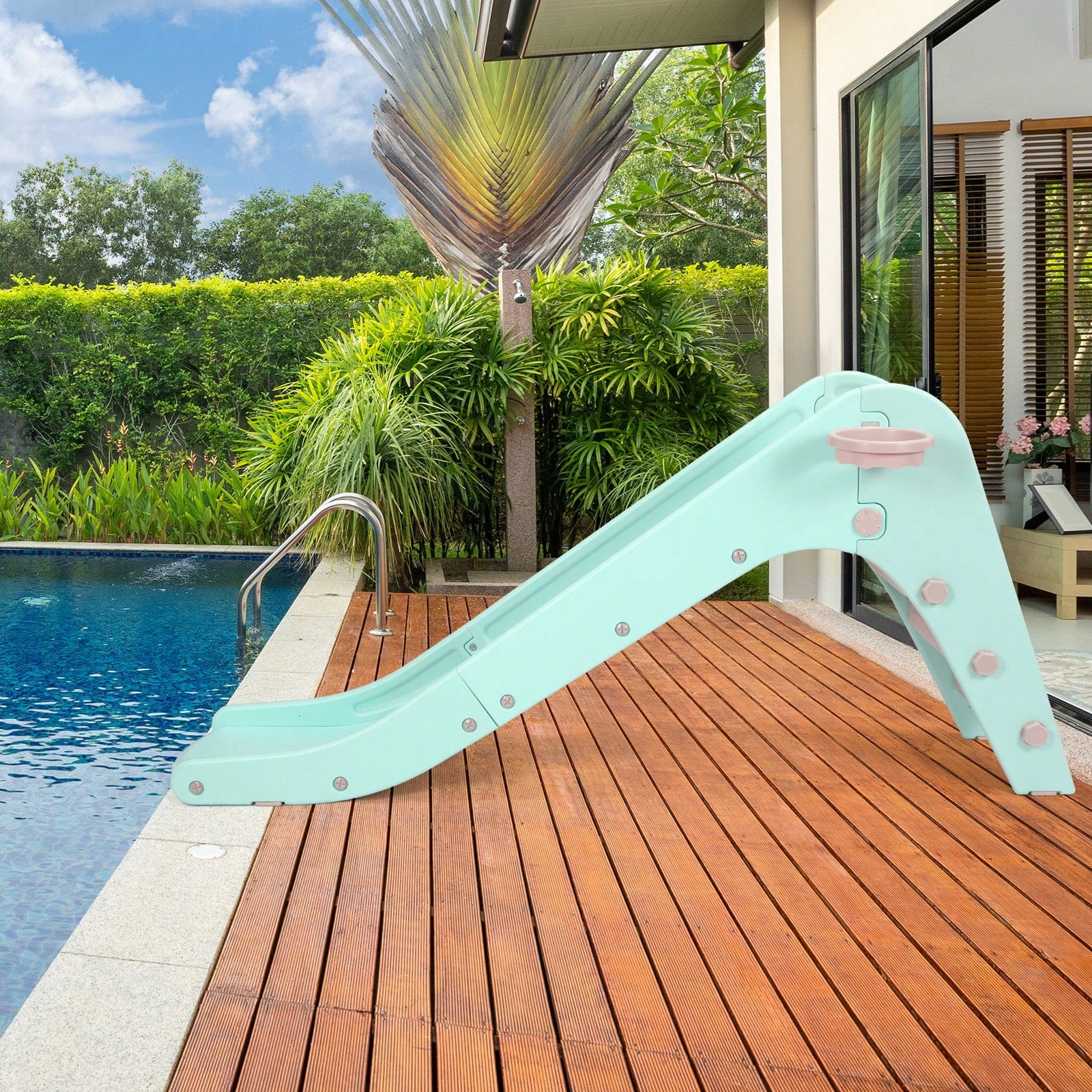 Freestanding Toddler Slide, Kid Slide Climber Playset With Basketball ...