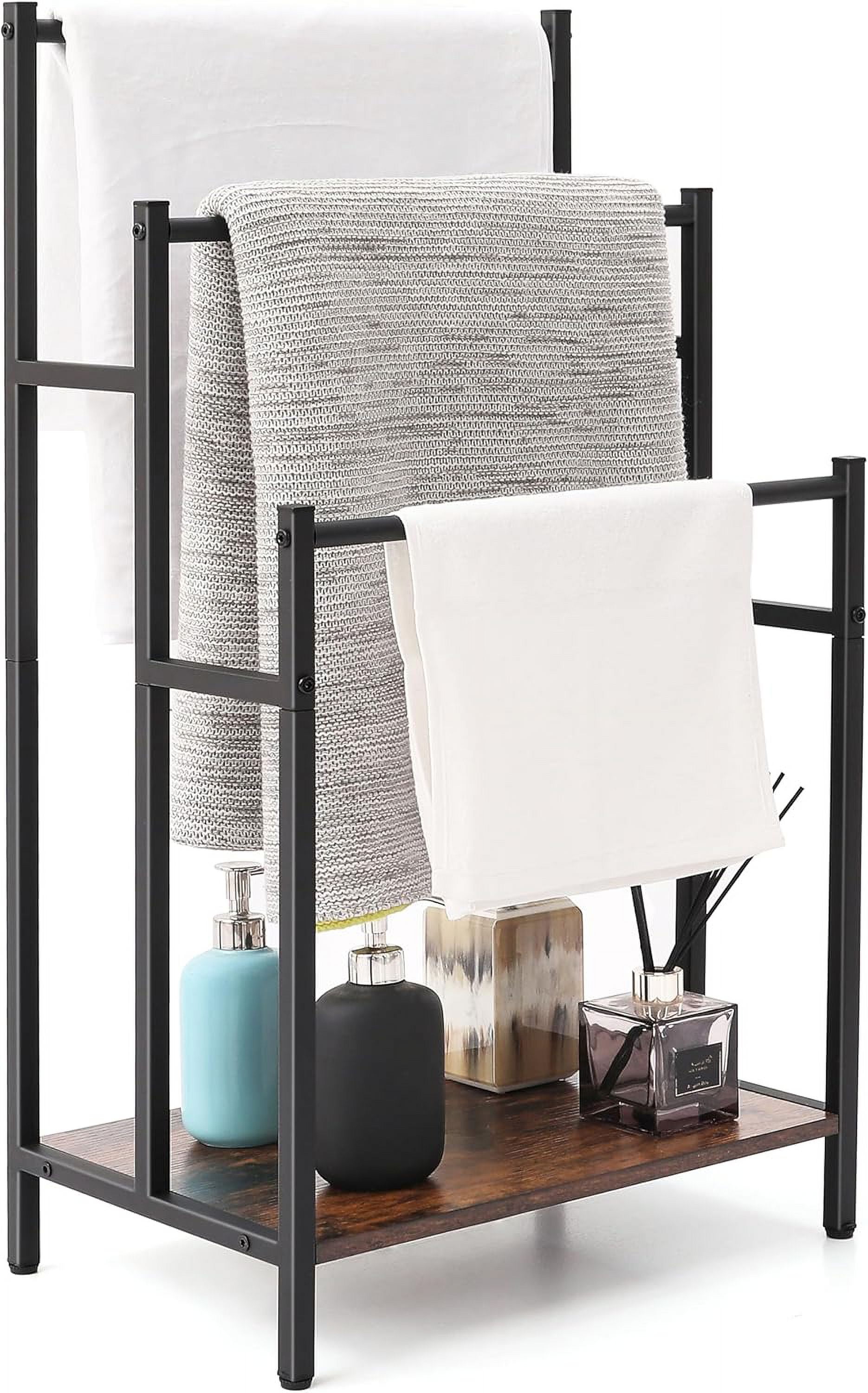 Freestanding Towel Rack Stand for Bathroom, 3 Tier Blanket Ladder ...