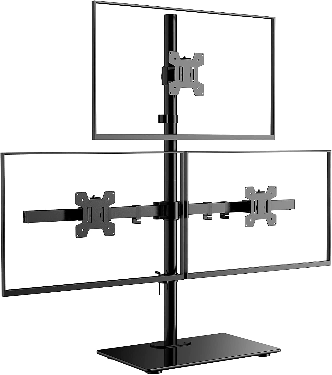 Freestanding Triple Monitor Mount, Fully Adjustable Three Monitor Desk ...