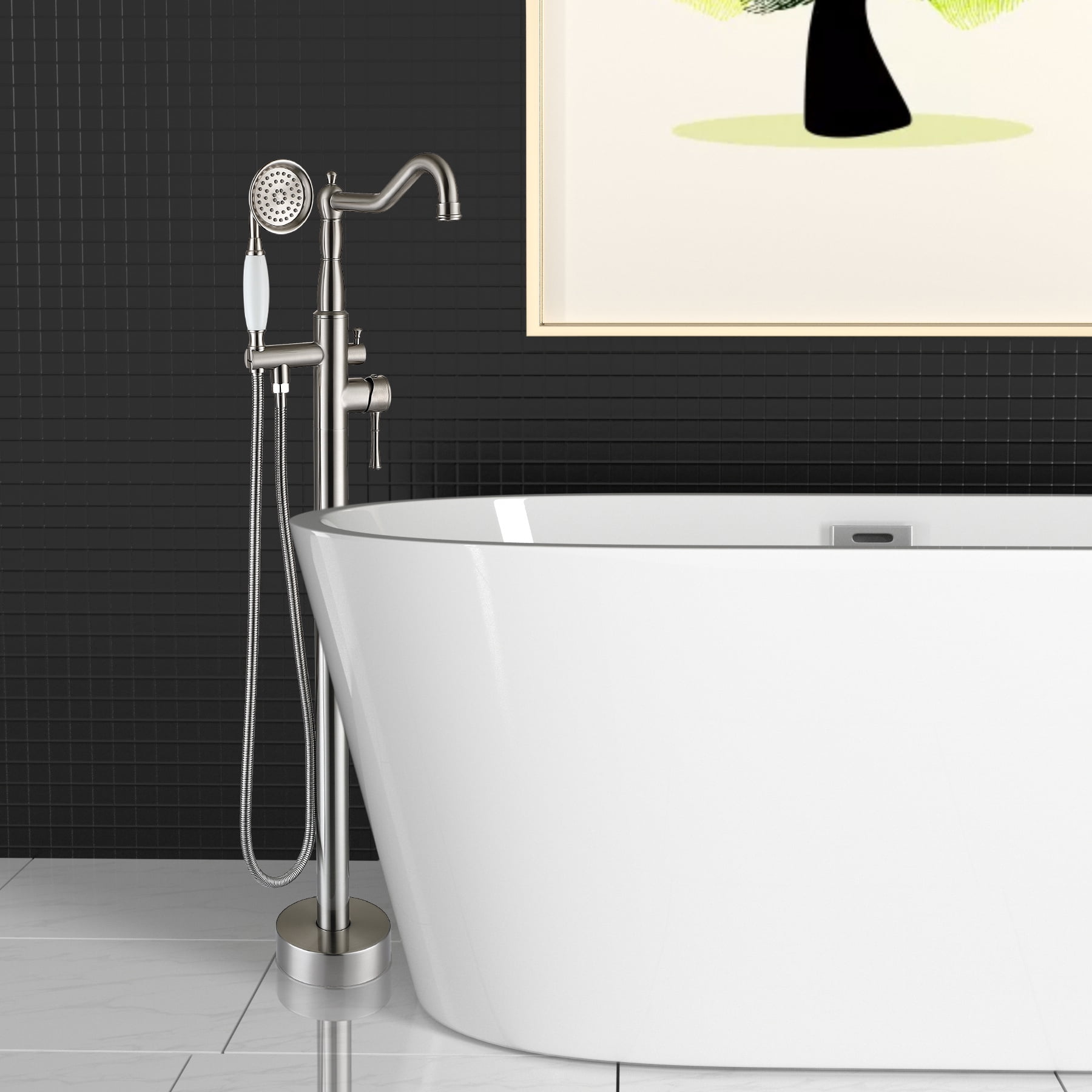 Freestanding Tub Faucet, Freestanding Bathtub Faucet with Hand Shower ...