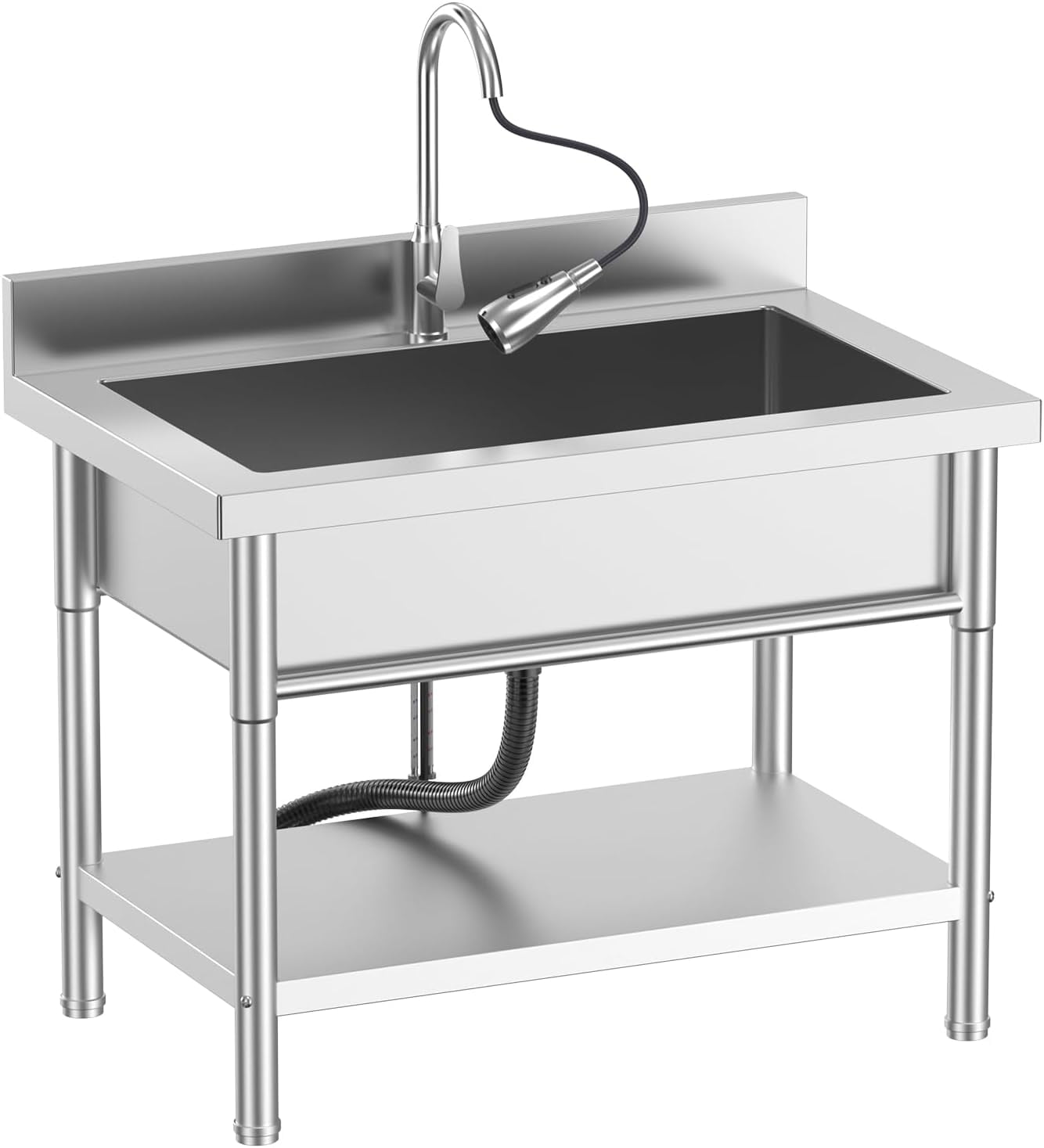 Freestanding Utility Sink, 40" Heavy Duty Stainless Steel Laundry Sinks ...