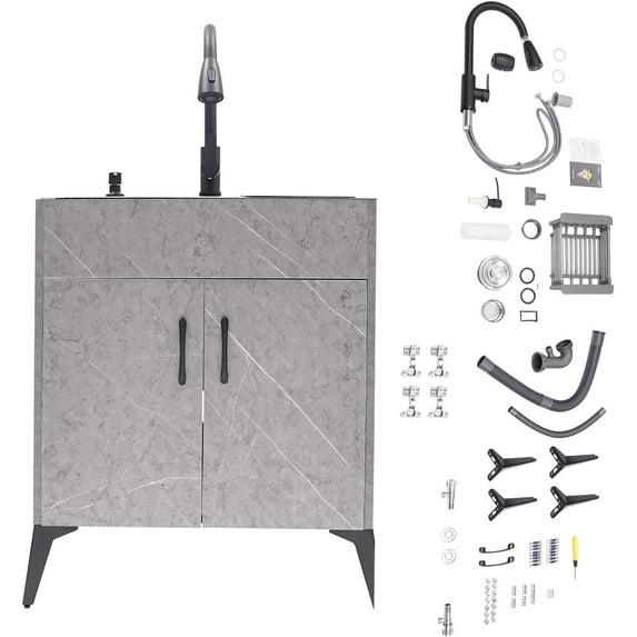Freestanding Utility Sink Kitchen Sink and Cabinet Combo, Commercial ...