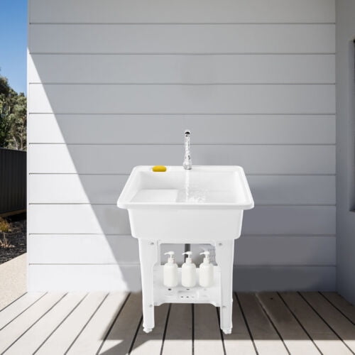 Freestanding Utility Sink Laundry Tub Floor Mount Wash Bowl Basin ...