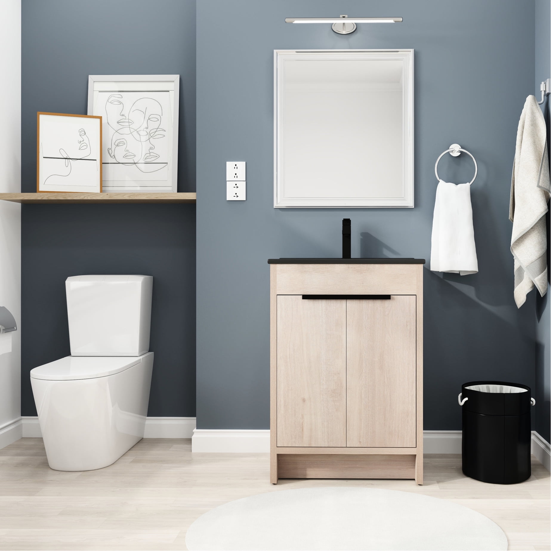 Freestanding Vanity with Ceramic Basin / 34.3 Inches High, Soft-Close ...