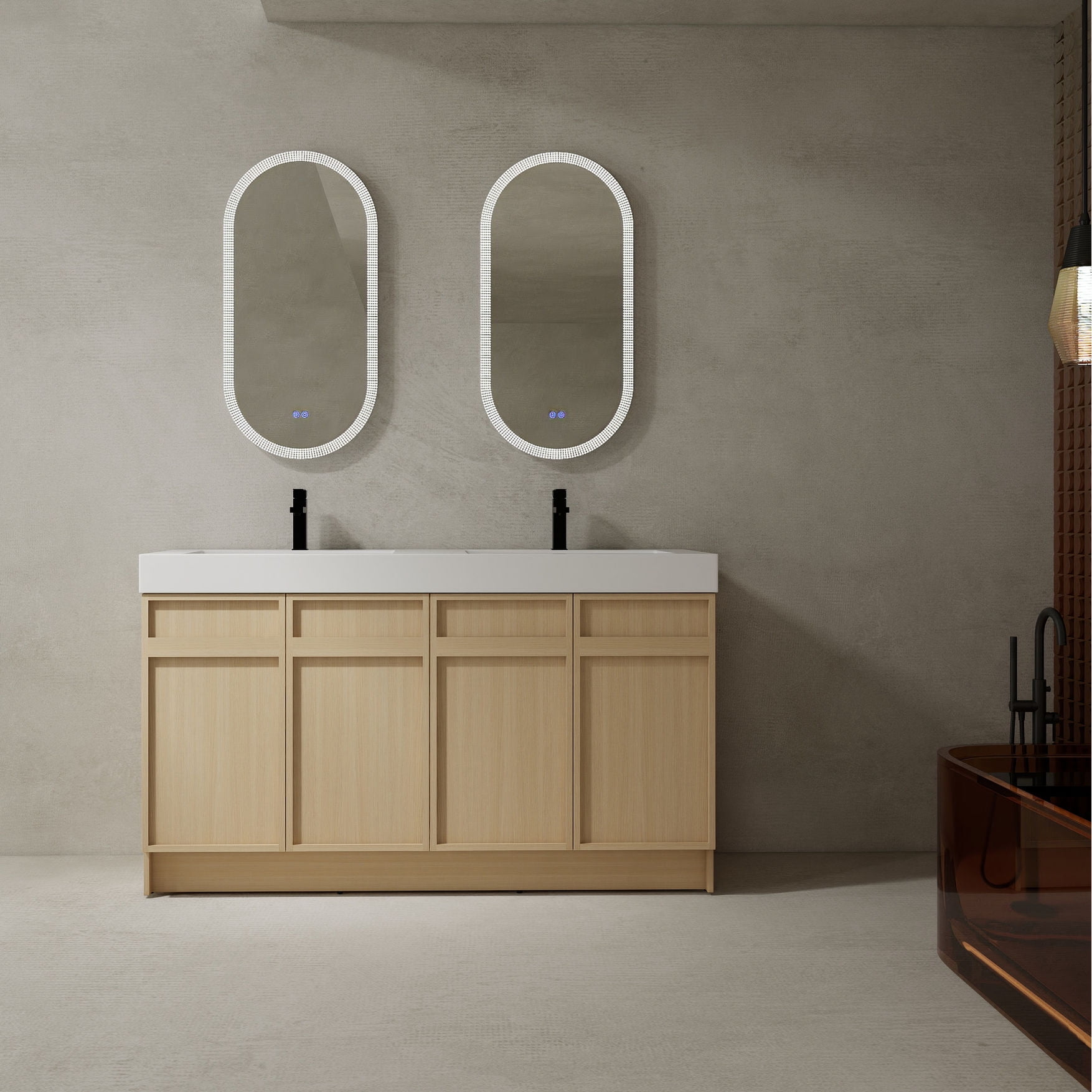 Freestanding Vanity with Double Sink / Soft-Close Function, High ...