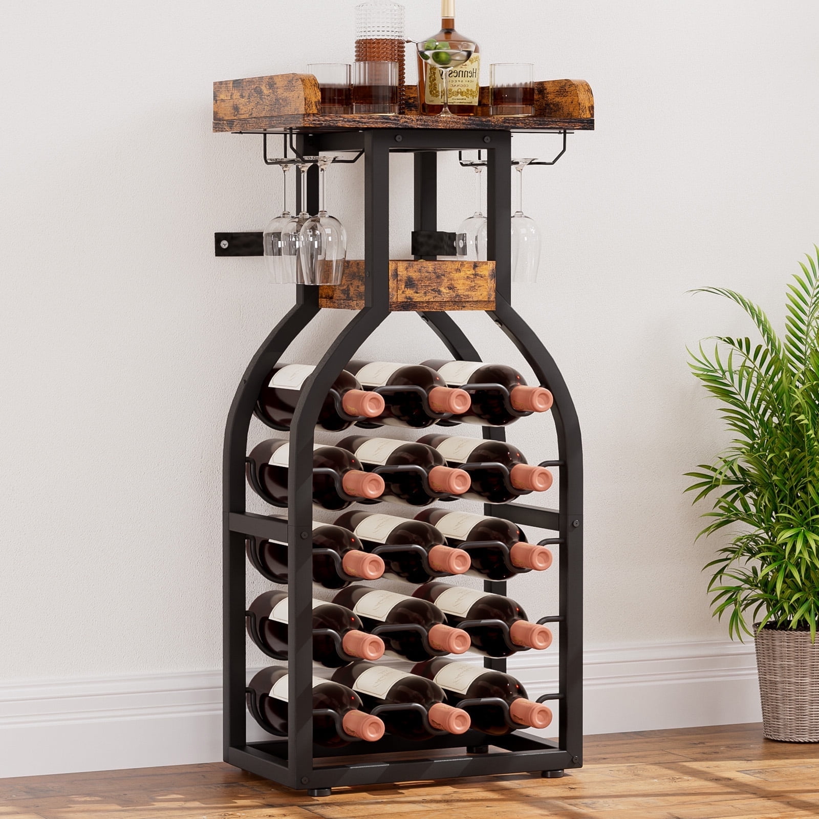 VigorPro Freestanding Wine Rack Vintage Design, Wooden Wine Stand for ...