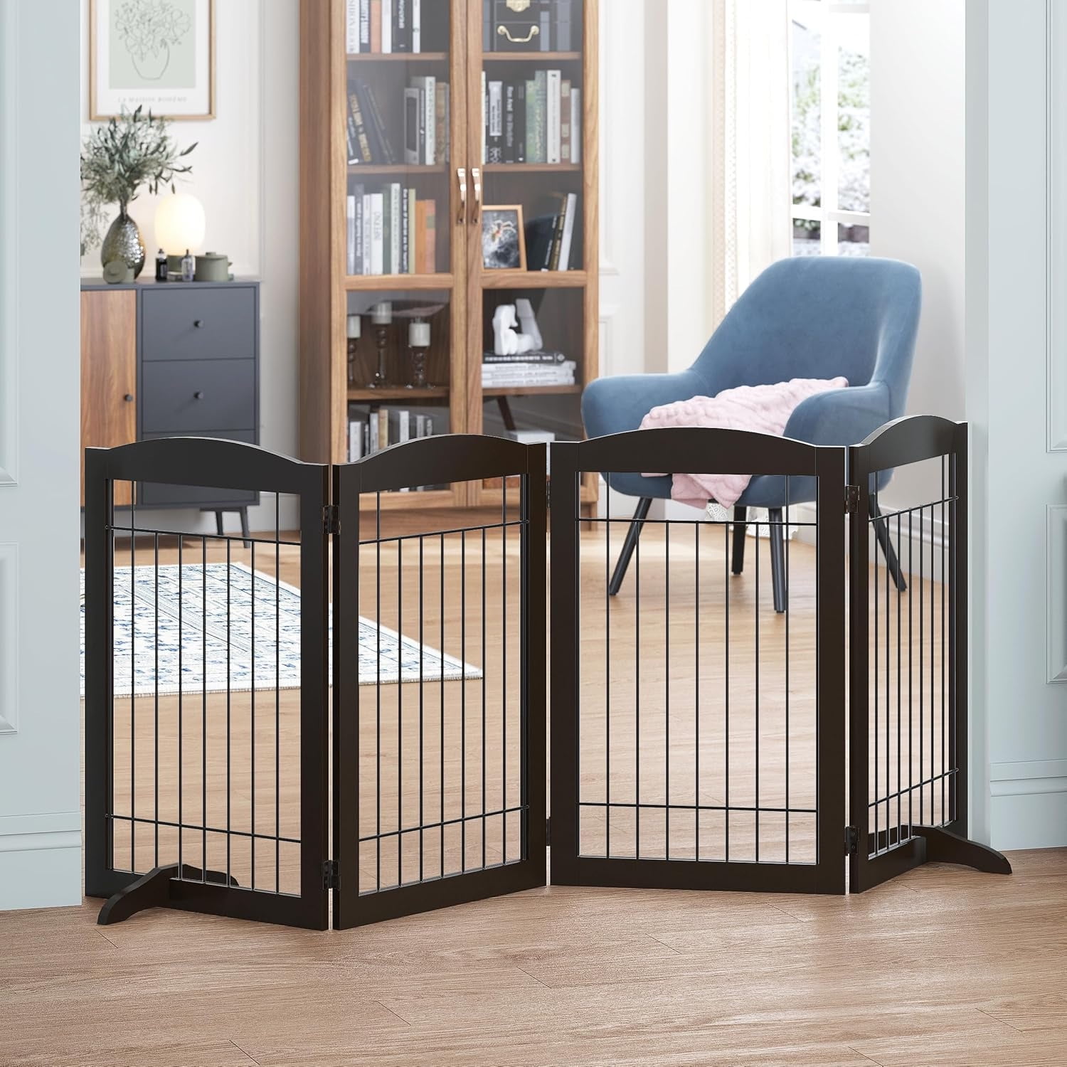 Freestanding Wire Pet Gate for Dogs, 30 Inches Tall Dog Gate for the ...