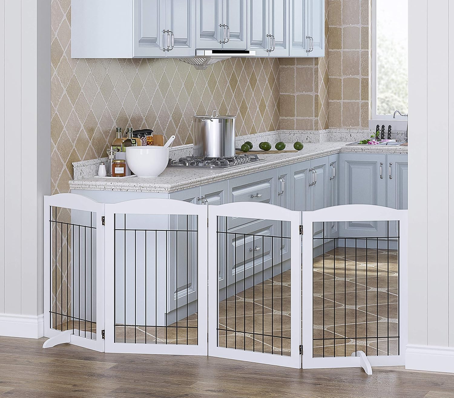 Freestanding Wire Pet Gate for Dogs, 30 inches Tall Dog Gate for The ...
