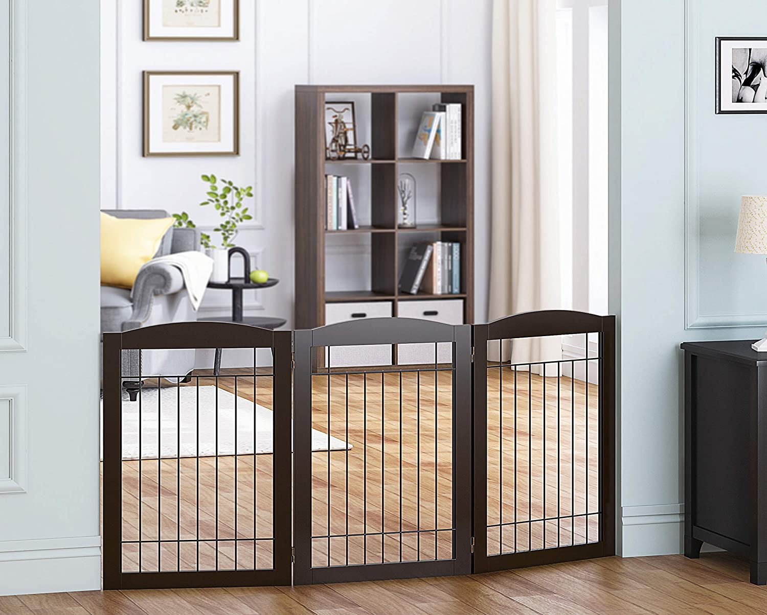 Freestanding Wire Pet Gate for Dogs, 30 inches Tall Dog Gate for The ...