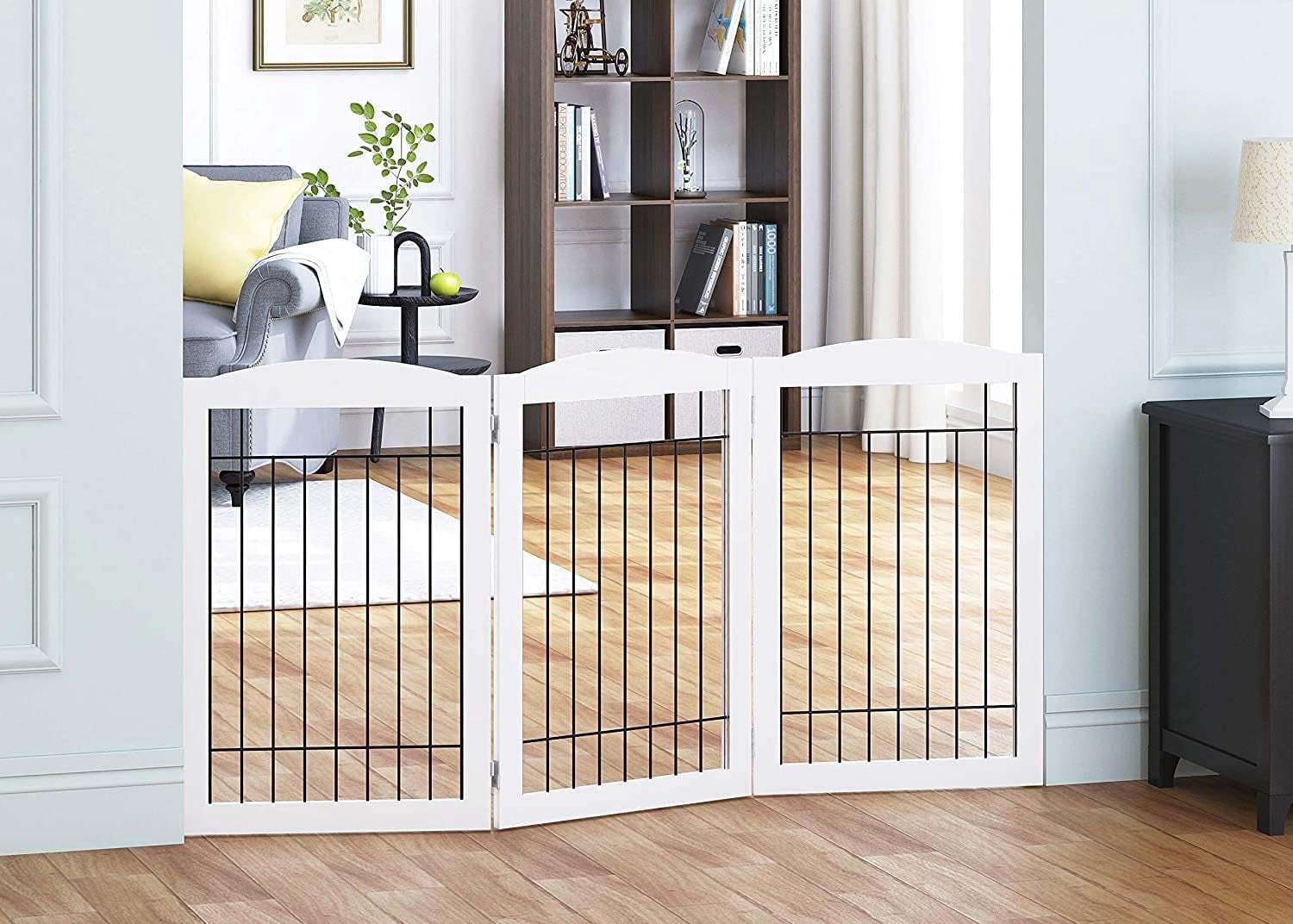 Freestanding Wire Pet Gate for Dogs, 60 inches Extra Wide, 30 inches ...
