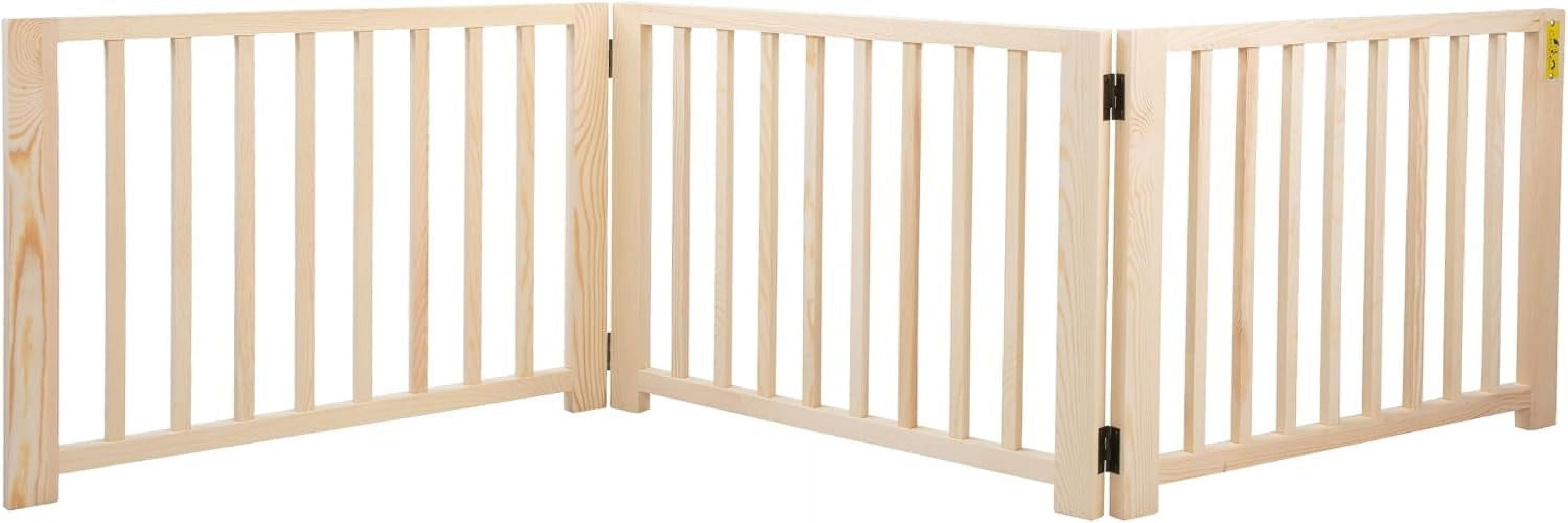 Freestanding Wooden Dog Gate - Indoor Pet Gate with Walk-Through Door ...