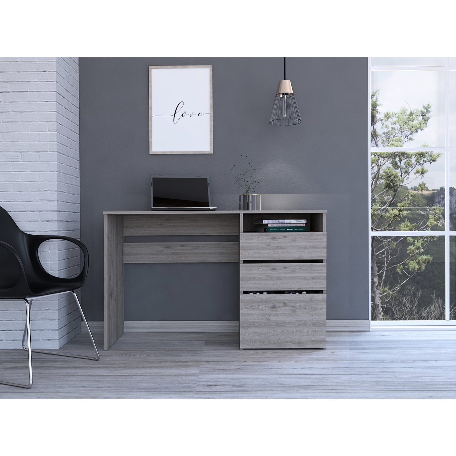 Freestanding Writing Desk | Storage Drawers and Shelf | Small Office ...