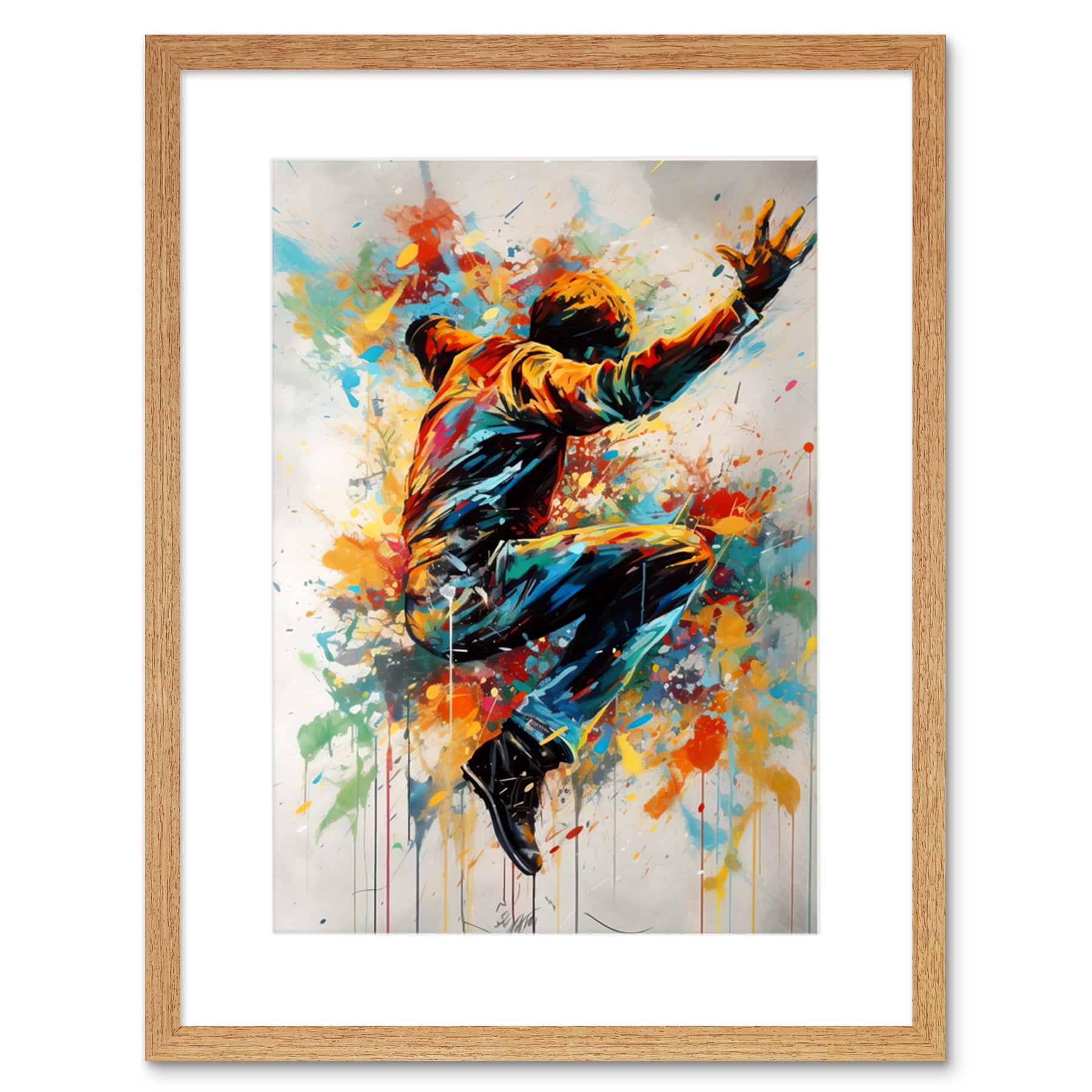Freestyle Dancing Street Dance Vibrant Paint Splat Artwork Framed Wall ...
