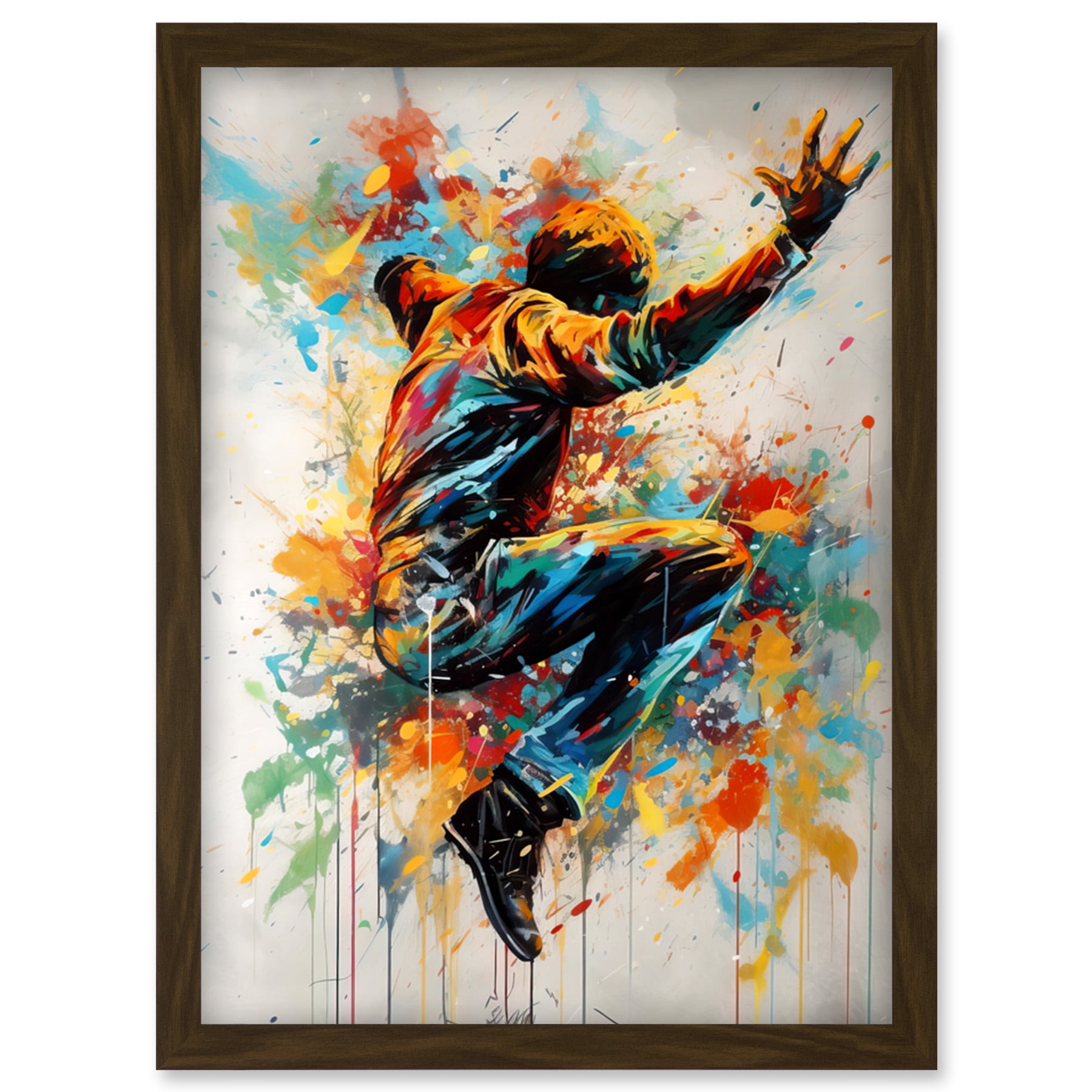 Freestyle Dancing Street Dance Vibrant Paint Splat Artwork Framed Wall ...
