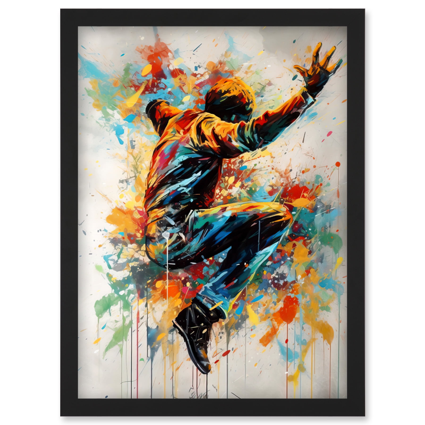 Freestyle Dancing Street Dance Vibrant Paint Splat Artwork Framed Wall Art Print A4 - Walmart.com
