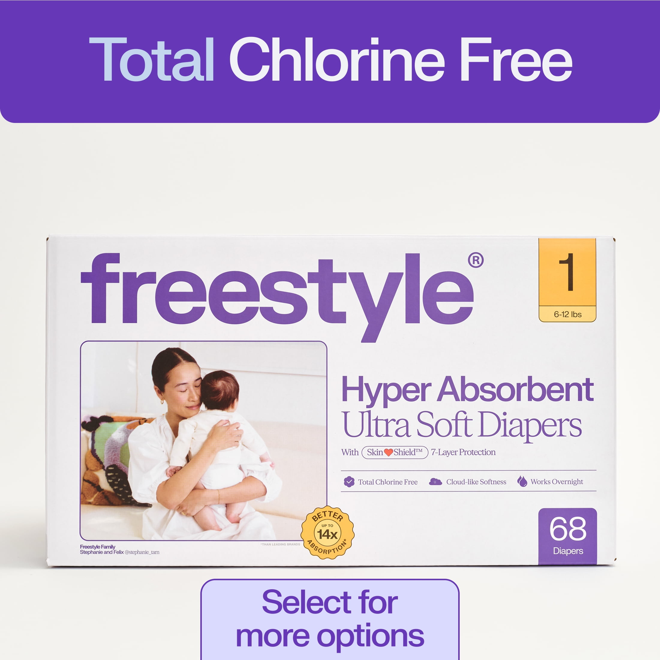 Freestyle Hyper Absorbent Ultra Soft Baby Diapers, Size 1, 68 Count ...