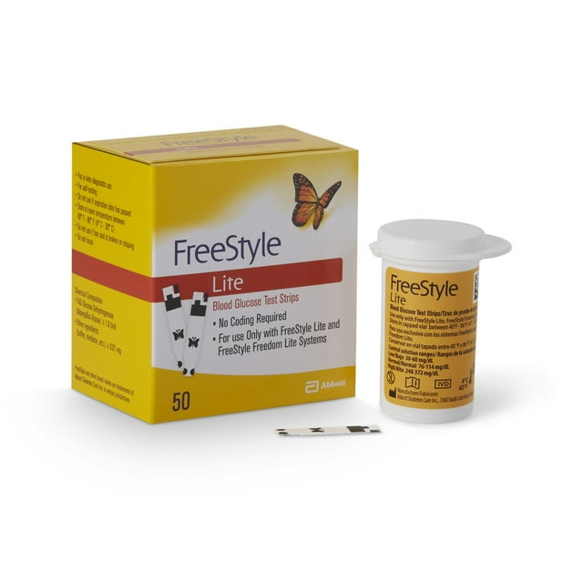 Freestyle Lite Blood Glucose Test Strips, 50 Ct - Walmart.com
